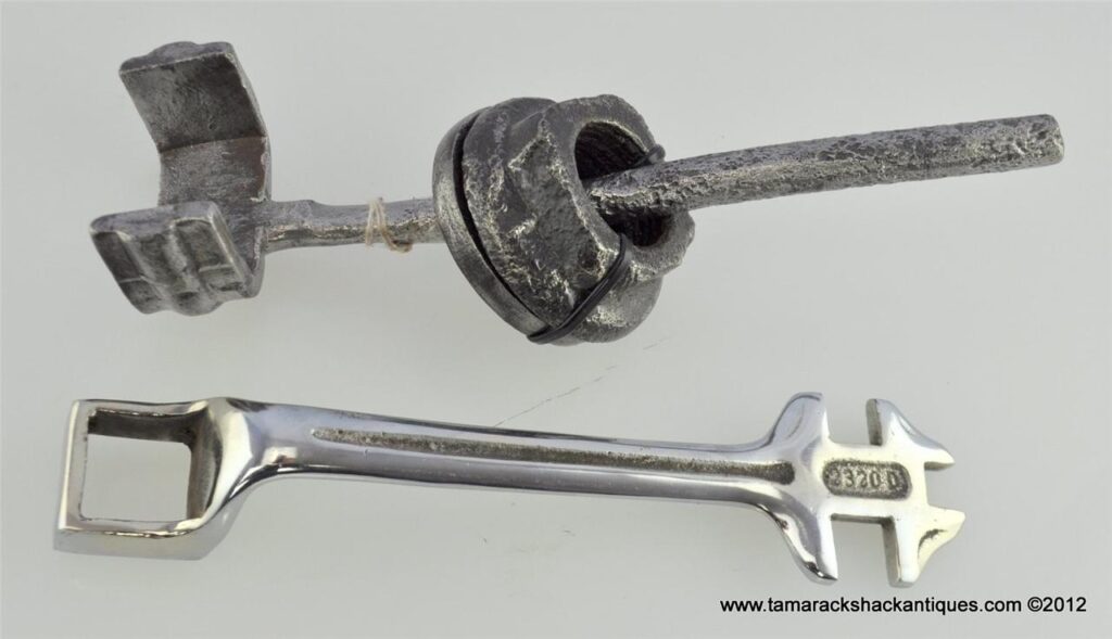 Lot of 2 Antique Buggy Wood Wheel Carriage Hub Primitive Wrenches w ...