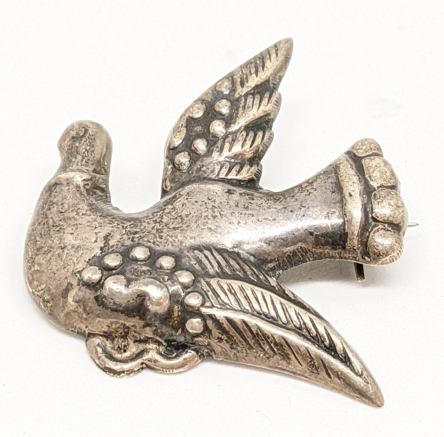 Sterling Silver Mexico Dove Pin Brooch | Dove of Peace | Spring Hinge ...