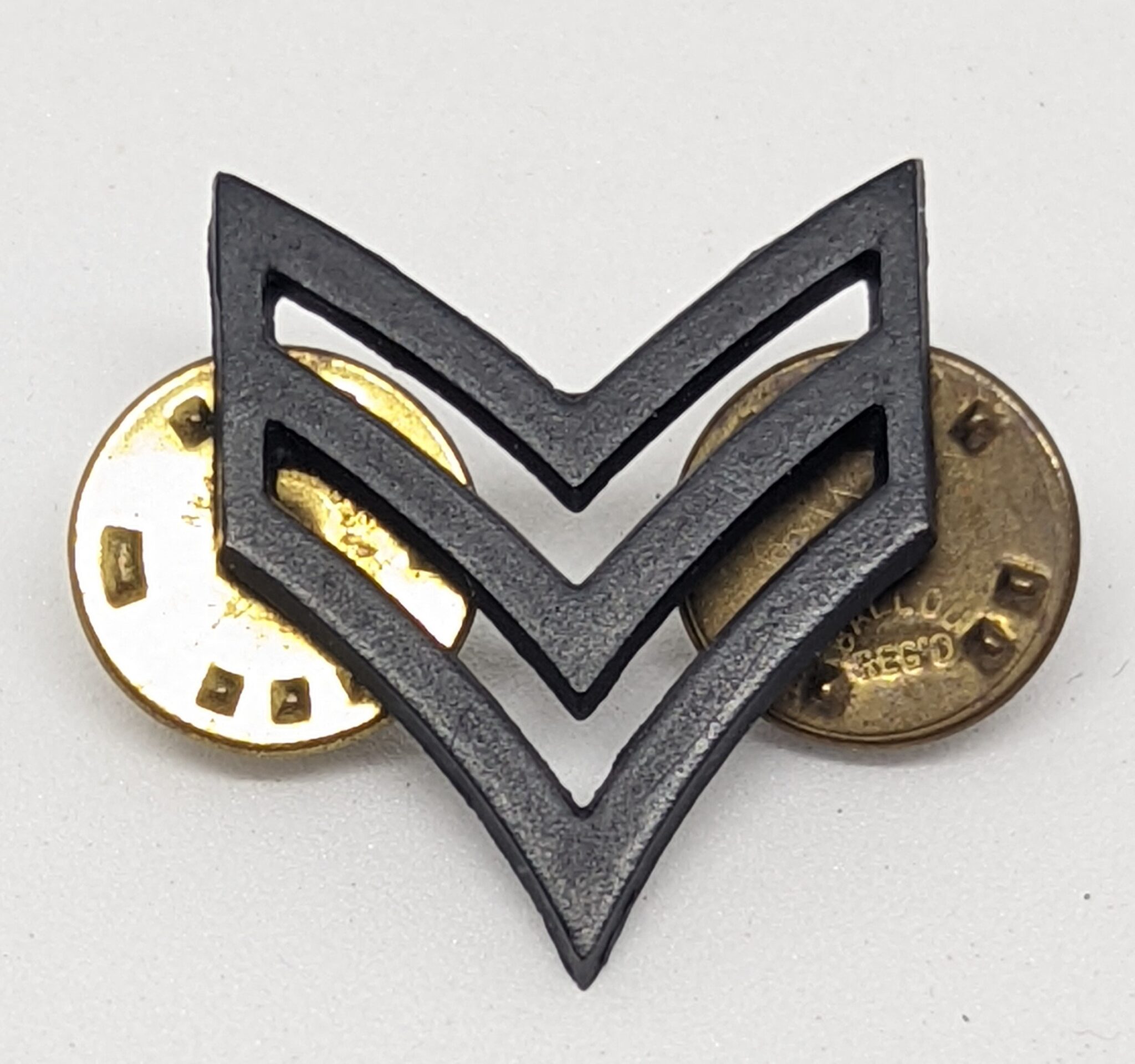 Vintage Military Sergeant Chevron Lapel Collar Pin | Black | 2 Pin ...