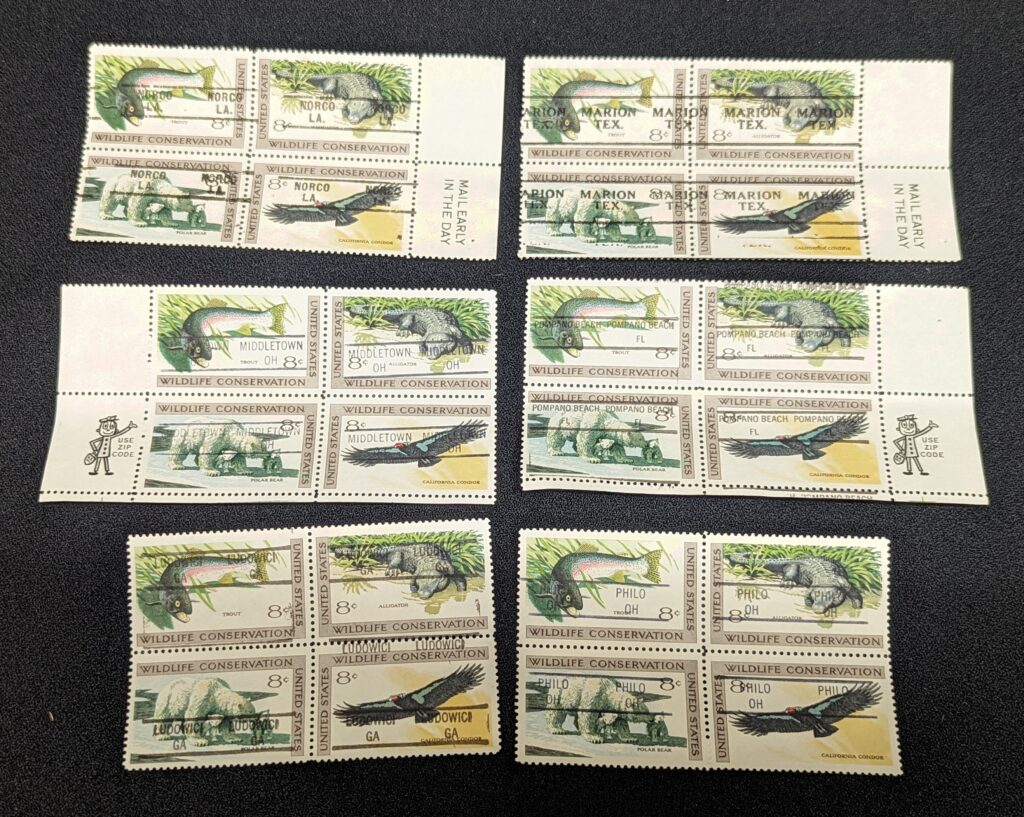 (6) Wildlife Conservation Block of Stamps 1971 | Precanceled | 8 Cent ...