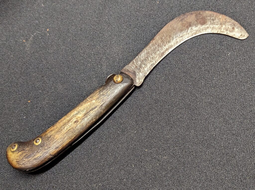 JF Marked Blade Billhook Curved Knife | Pruning | Folding | Wood Handle ...