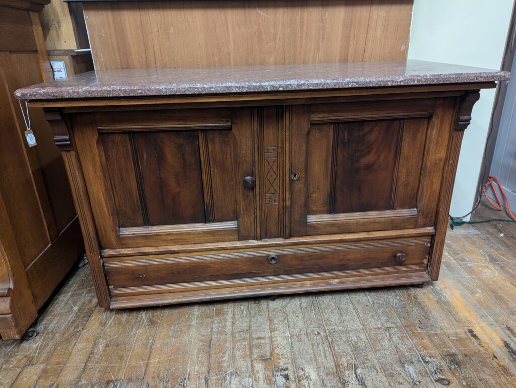 Eastlake Walnut Cabinet with GraniteTop | Wood Carving | 24327 ...