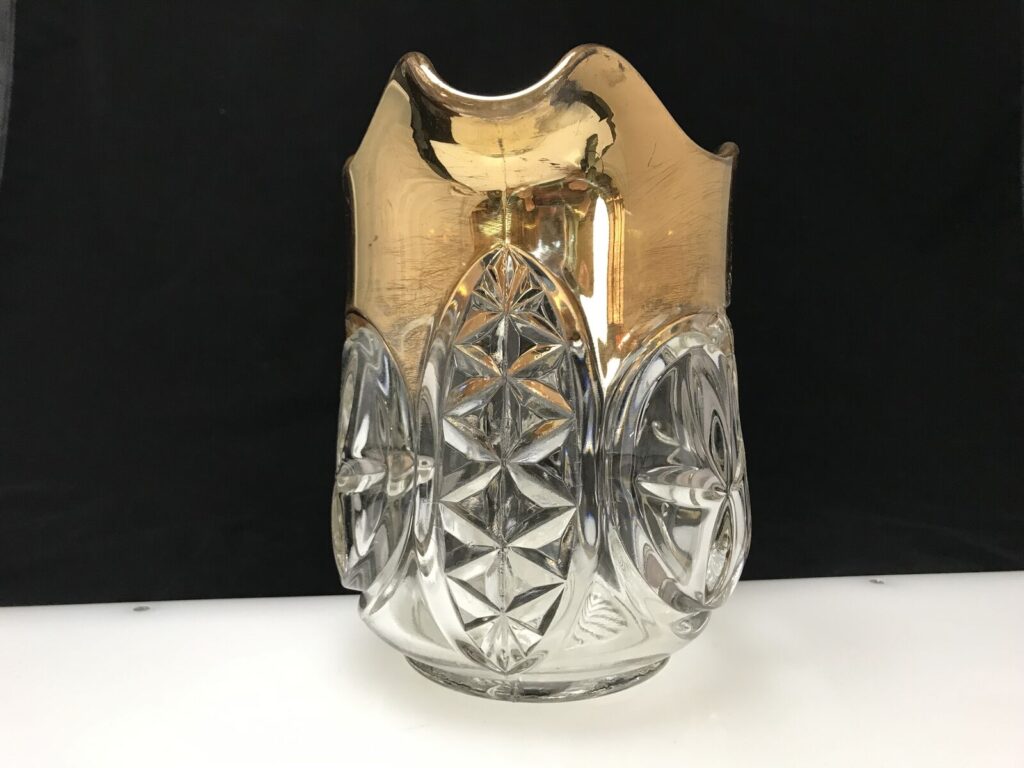 Antique Victorian Pressed Glass EAPG Gilded Heavy Glass Pitcher | ref ...