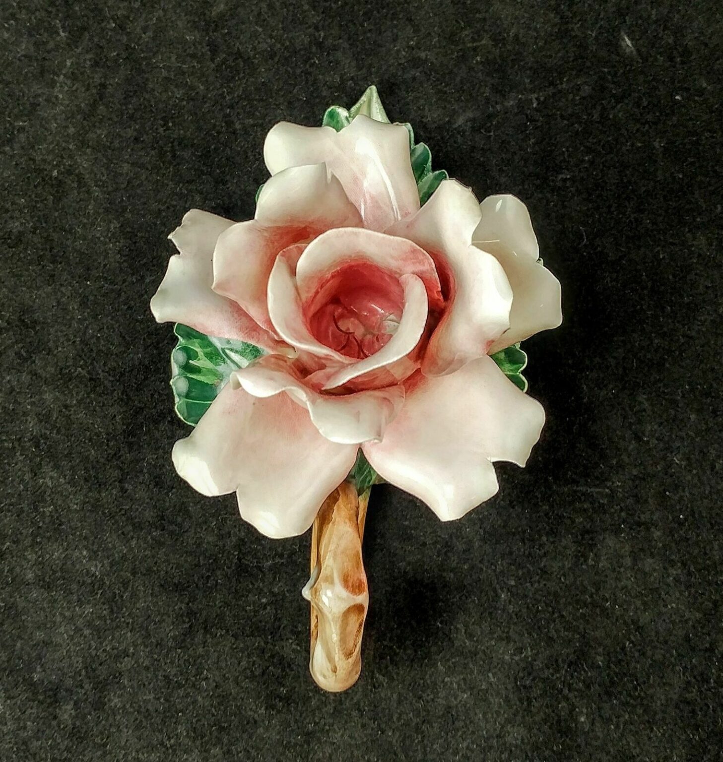 Large Visconti Mollica Capodimonte Italy Pink Rose Finger Candle Holder ...