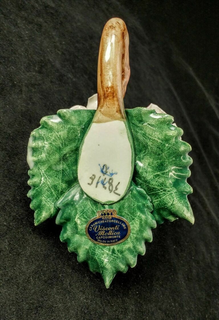 Large Visconti Mollica Capodimonte Italy Pink Rose Finger Candle Holder ...