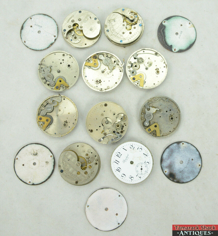 Lot of 10 New York Standard Pocket Watch Movements 6s Steampunk Art ...
