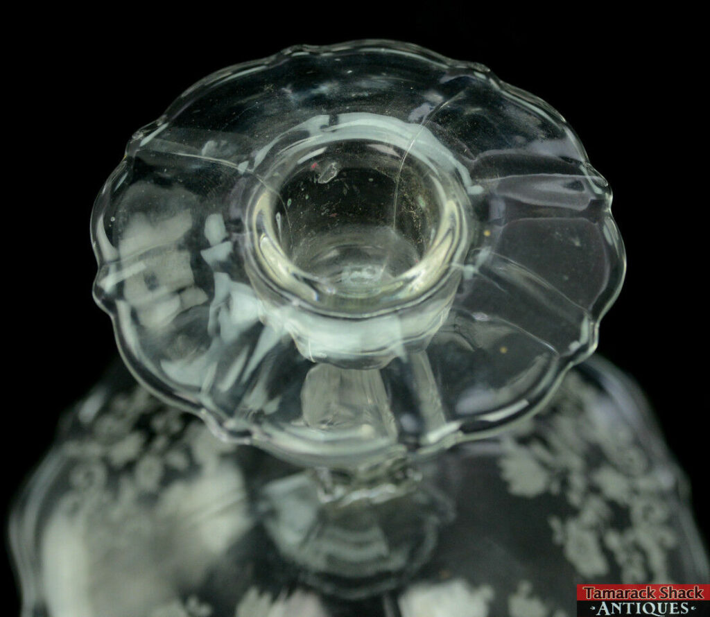 Pair 4″ Crystal Etched Glass Cambridge Chantilly 3900/67 Candlestick ...