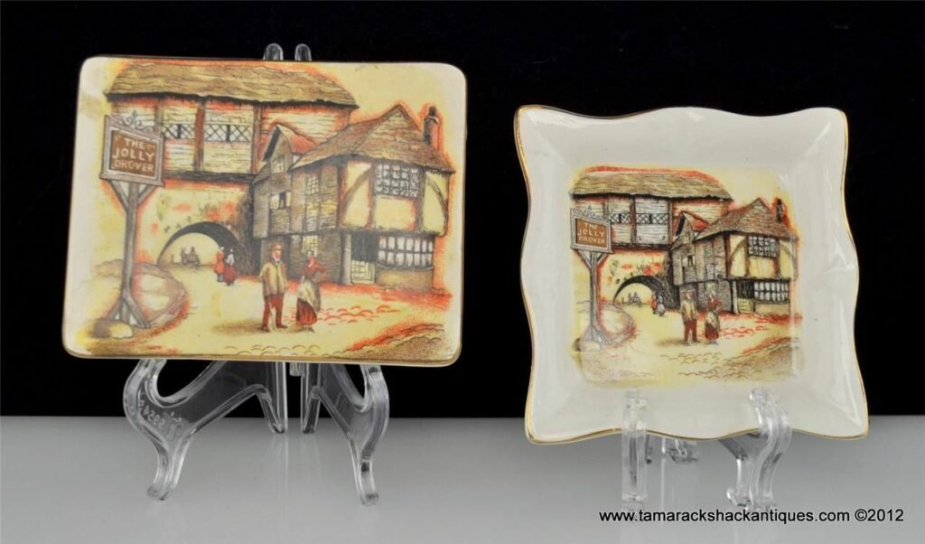 Sandland Ware The Jolly Drover Candy Box w/Lid & Matching Butter Dish ...