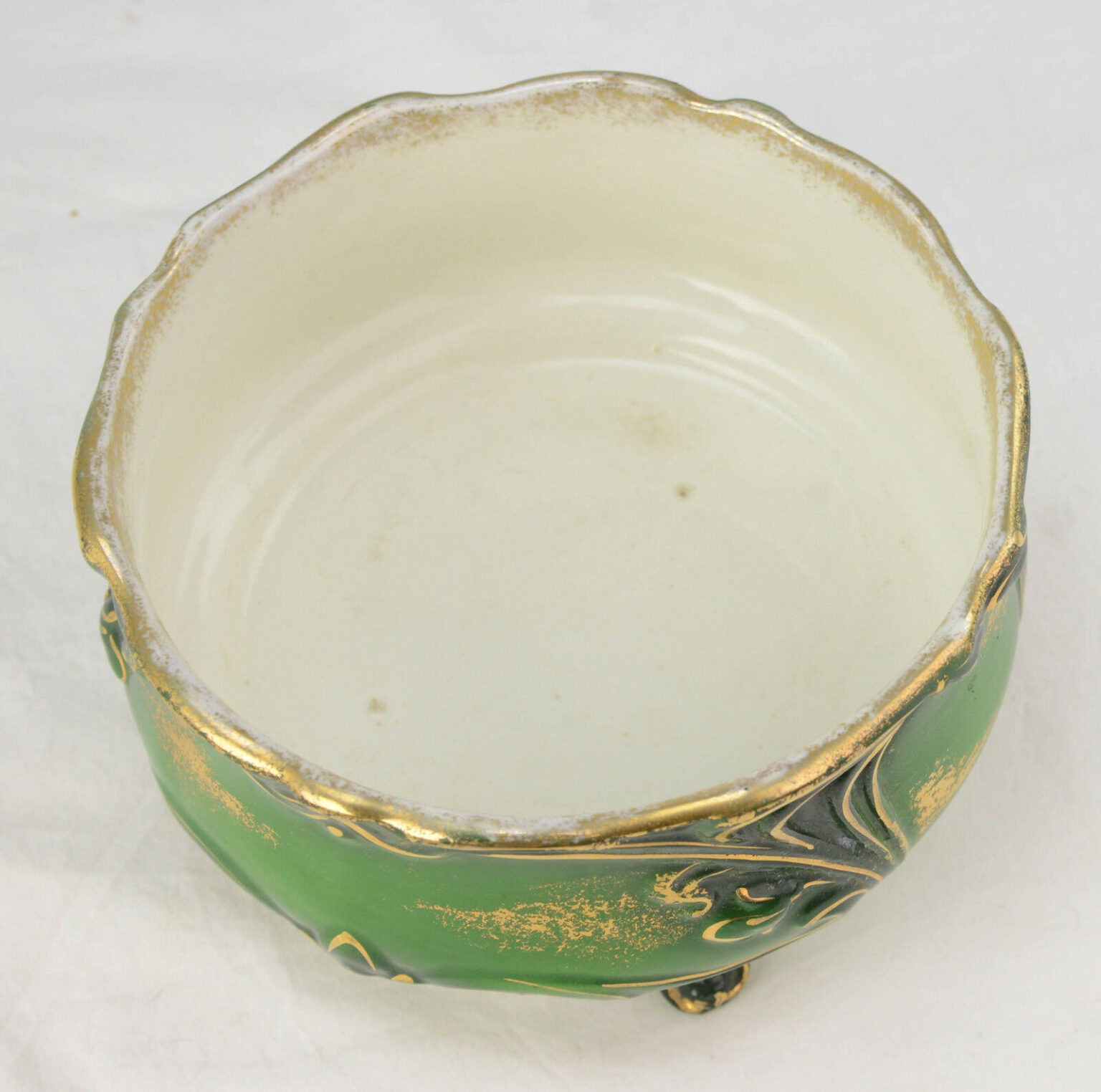 DF Haynes Balt Pottery MD 1881-1941 Faience Ferner Green with Gold ...