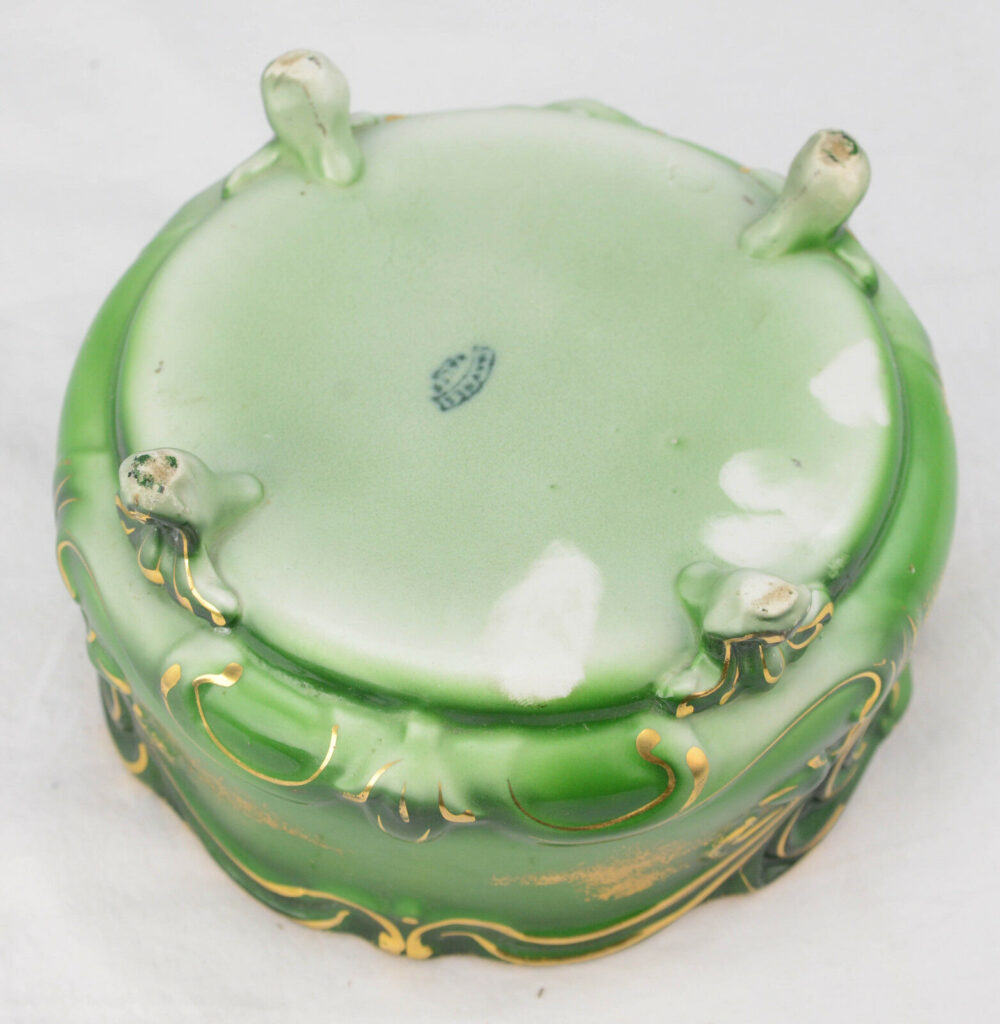 DF Haynes Balt Pottery MD 1881-1941 Faience Ferner Green with Gold ...