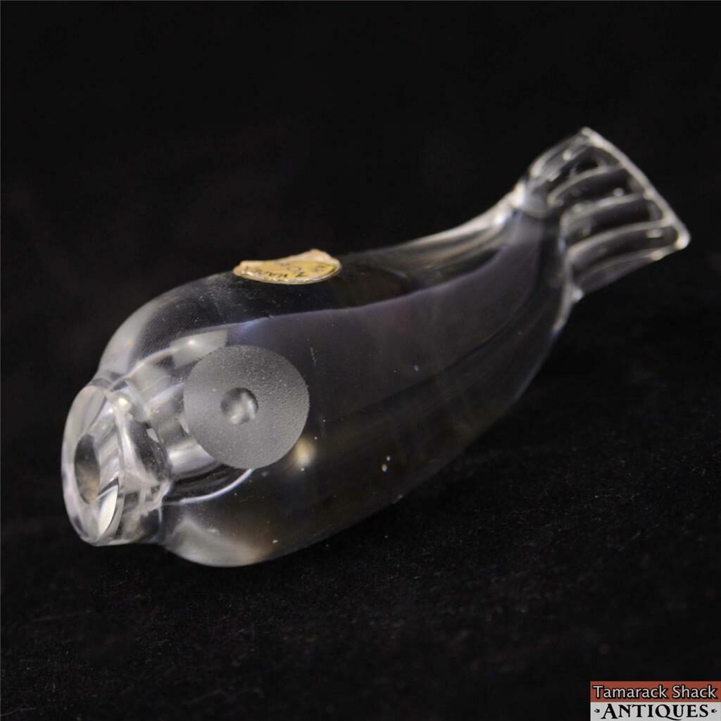 Hadeland Norsk Clear Art Glass Fish Whale Shaped Paperweight Sticker ...