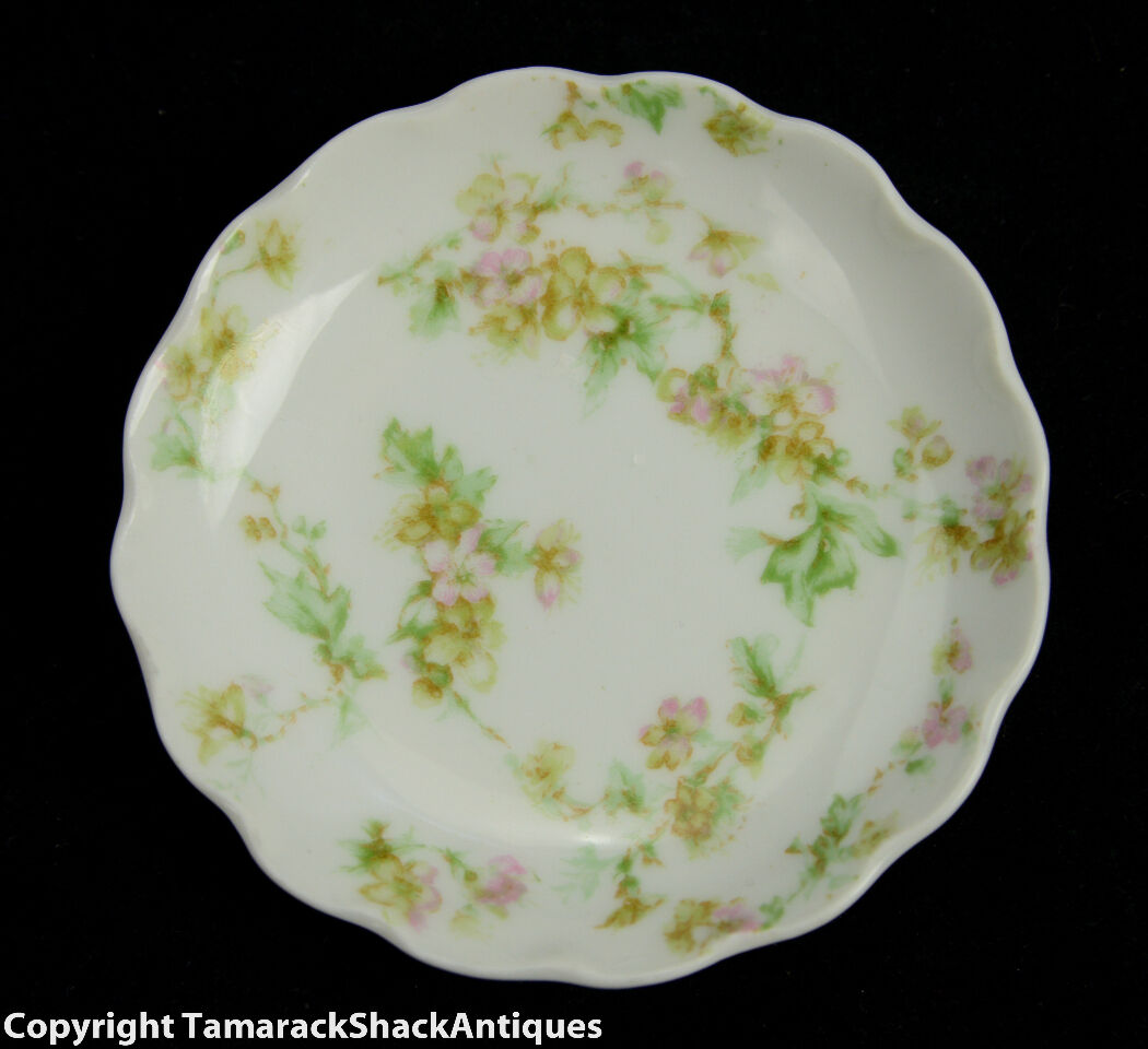 Set of 6 Haviland Limoges Nosegay Flower Pattern White Scalloped Butter ...