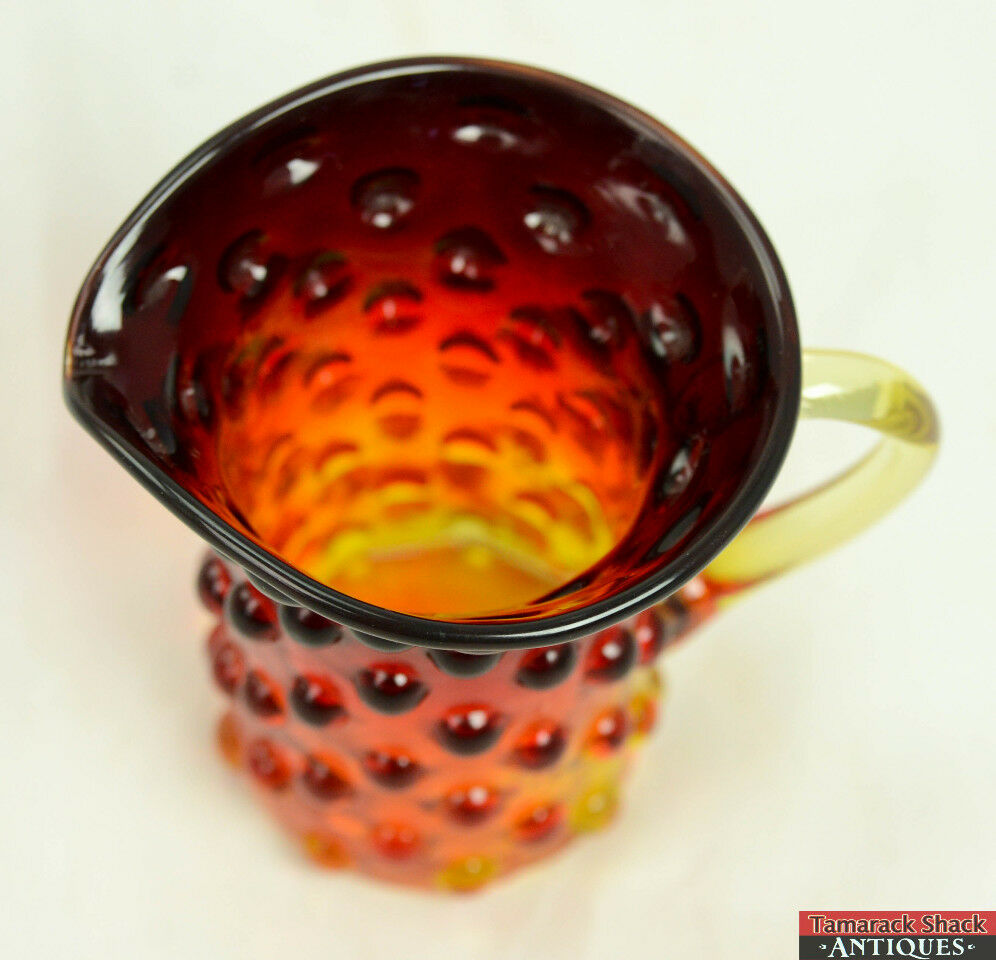 Vintage Amberina Red Orange Hobnail Glass Small 3 3/4" Creamer Syrup ...