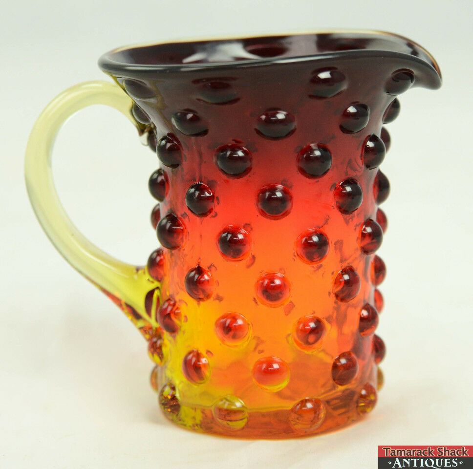 Vintage Amberina Red Orange Hobnail Glass Small 3 3/4" Creamer Syrup ...