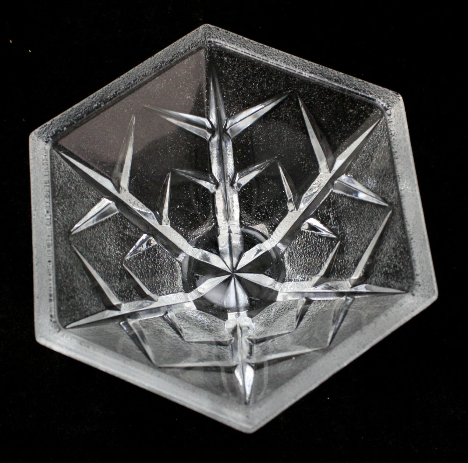 Vintage Six-Sided Hexagon Heavy Texture Angular Art Glass Bowl Cut ...