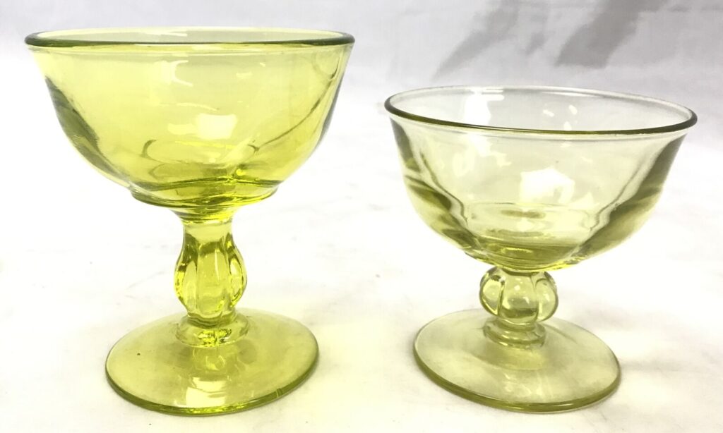 4pc Duncan & Miller Canterbury 1930s Chartreuse Glass 4 1/2" 3 5/8 ...