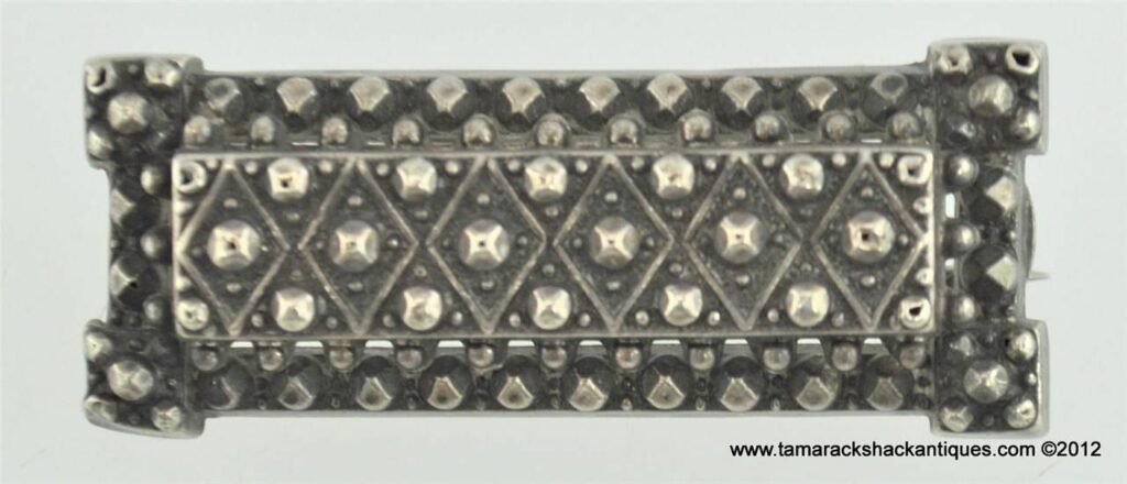 Antique British Sterling Silver Jeweled Casket Shaped Brooch Pin ...