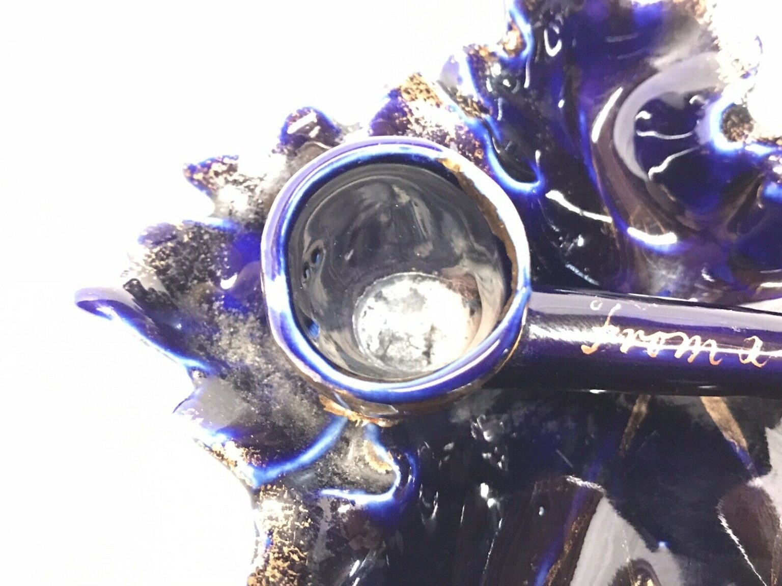 Antique German Gilded Pipe Ashtray | Maple Leaf Motif | ‘From a Friend ...