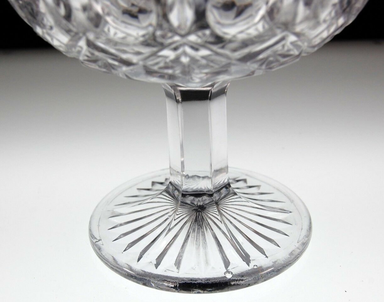Heavy Old Crystal Diamond Star Moon Compote Lead Glass 5 3/8″ Cut Fine ...