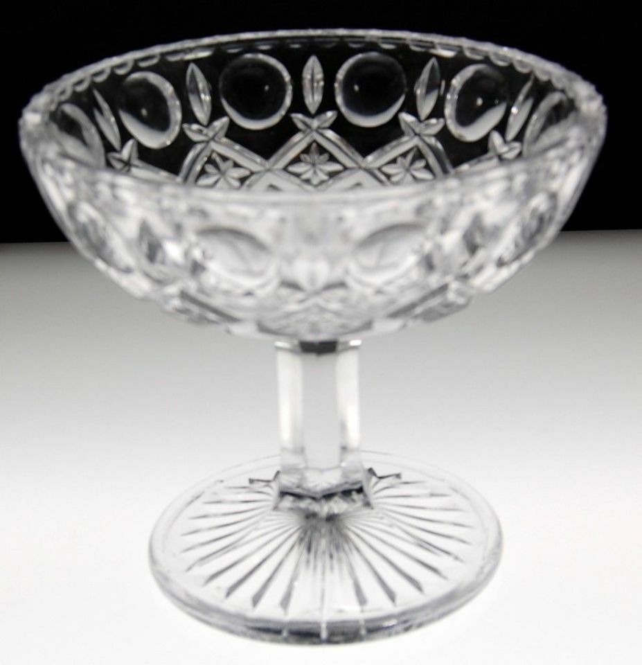 Heavy Old Crystal Diamond Star Moon Compote Lead Glass 5 3 8 Cut Fine 1450 Tamarack Shack heavy-old-crystal-diamond-star-moon-compote-lead-glass-5-3-8-cut-fine-1450-tamarack-shack