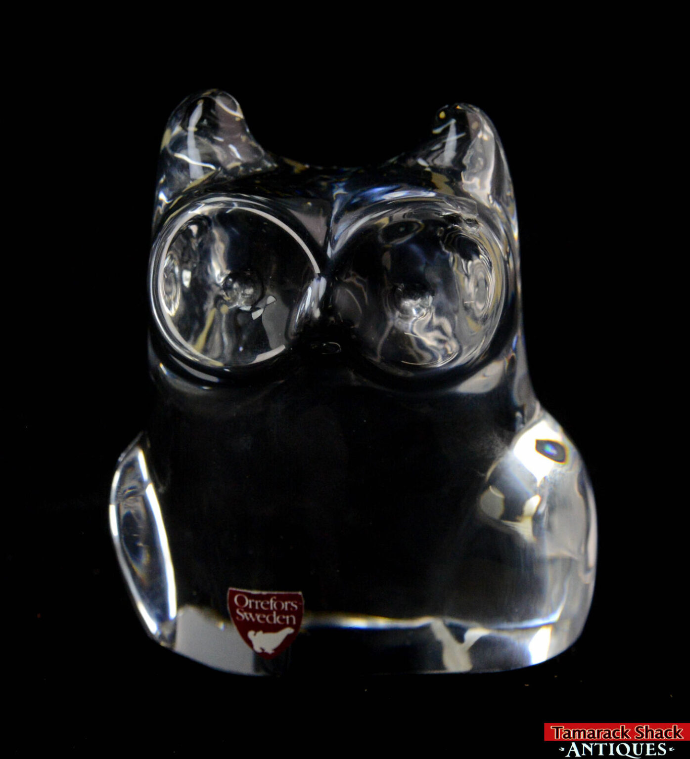Orrefors Sweden Large Owl Clear Crystal Glass Figural Art Paper Weight ...
