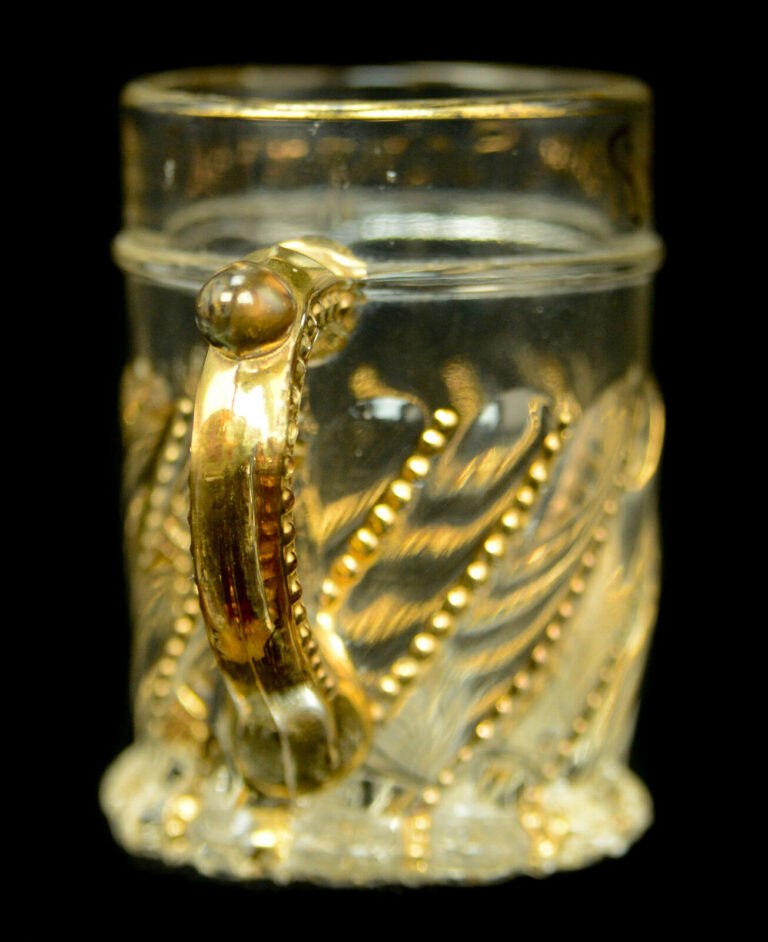 Vintage EAPG Clear W. Gold Twist Pat. Souvenir Cup Chaser Glass ...