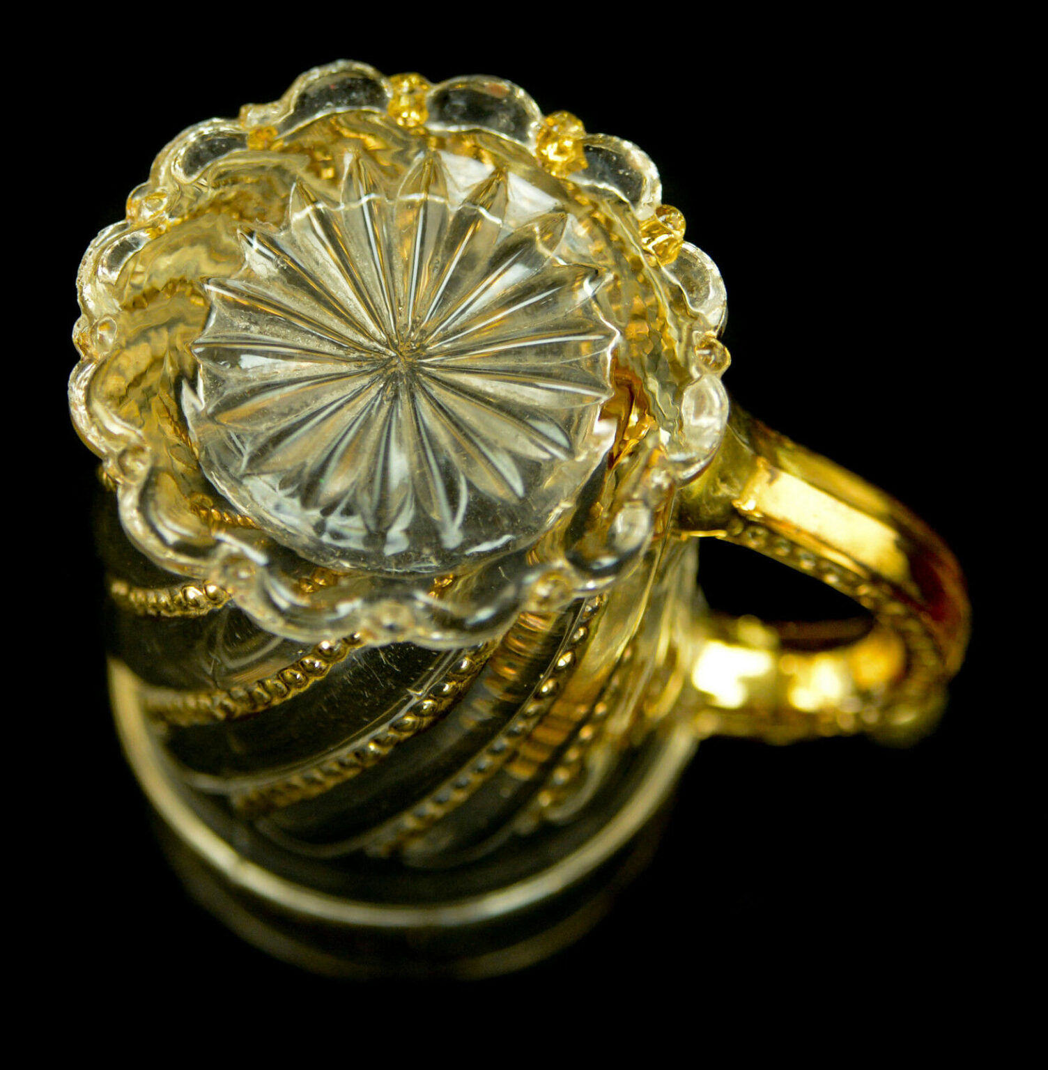 Vintage EAPG Clear W. Gold Twist Pat. Souvenir Cup Chaser Glass ...