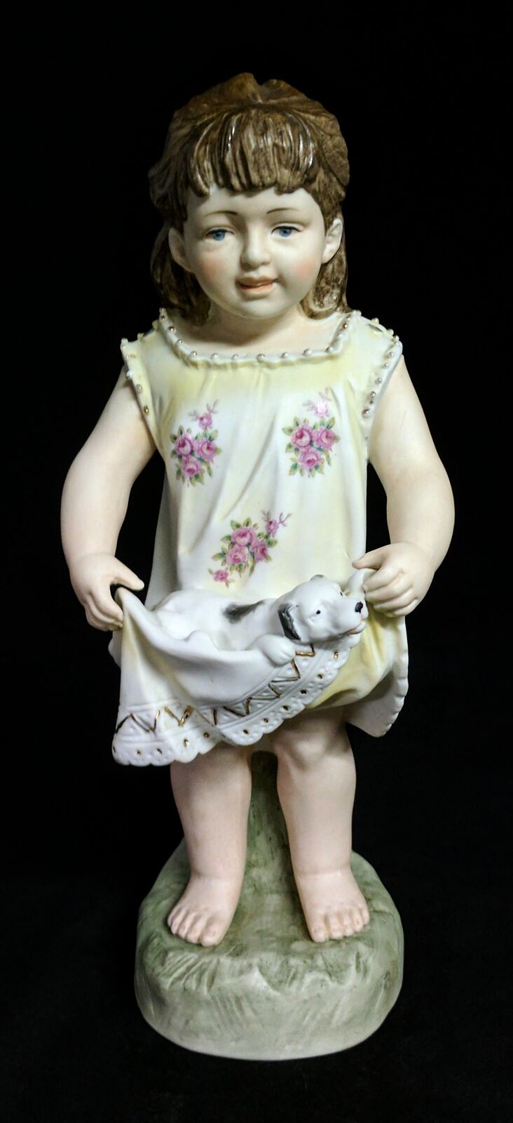 Vintage Victorian Hand Painted 12″ Girl with Puppy Figurine Signed ...