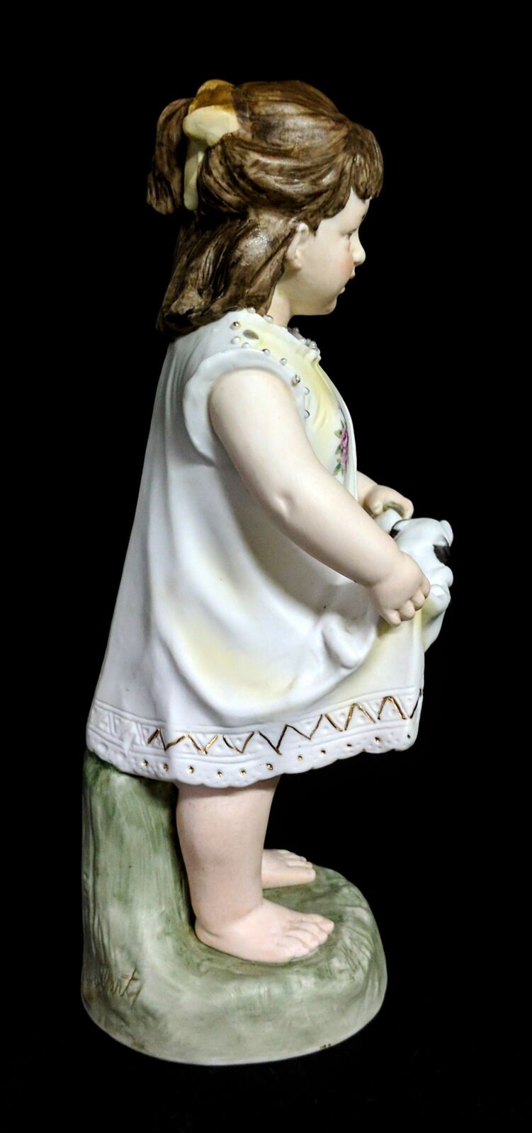 Vintage Victorian Hand Painted 12″ Girl with Puppy Figurine Signed ...