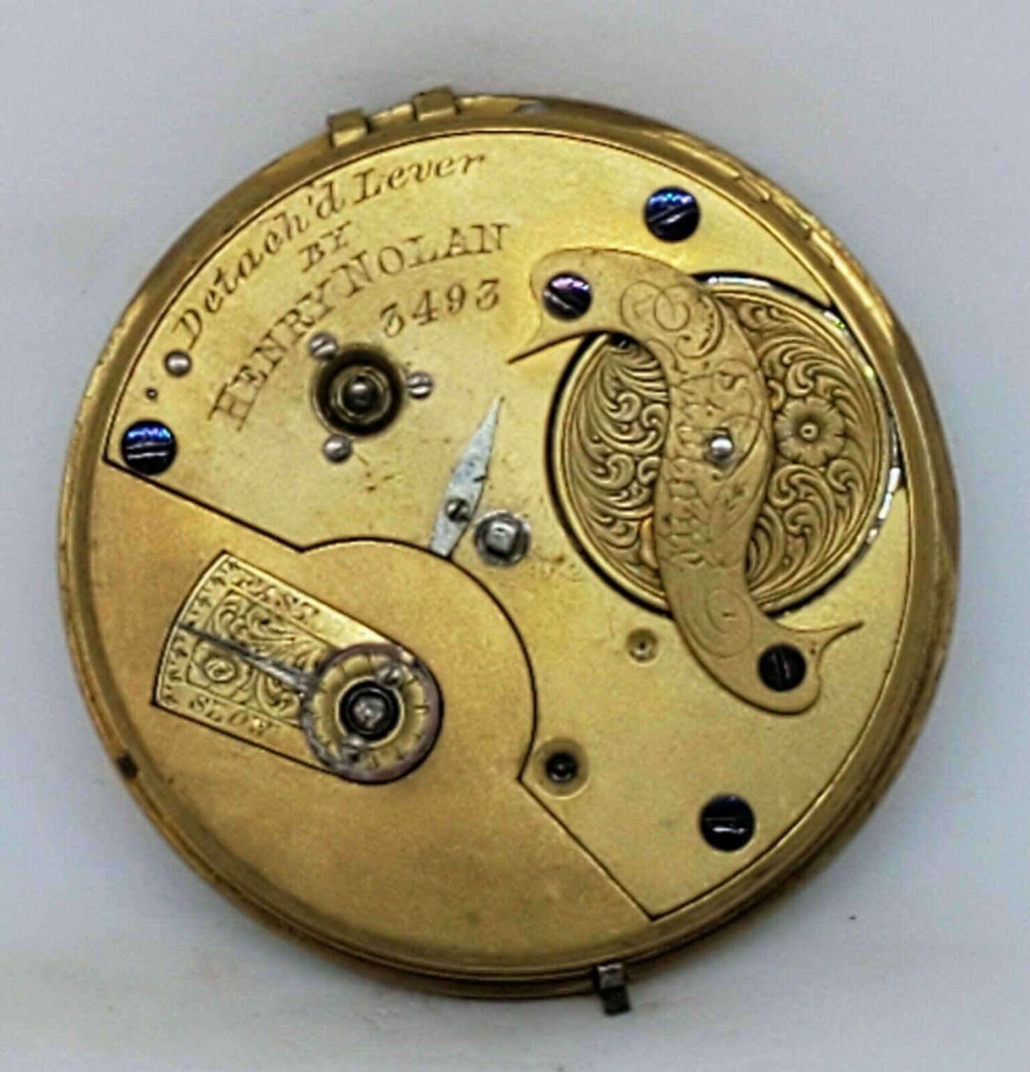 Henry Nolan Detached Lever Fusee Pocket Watch Movement Thin | 43mm Runs ...