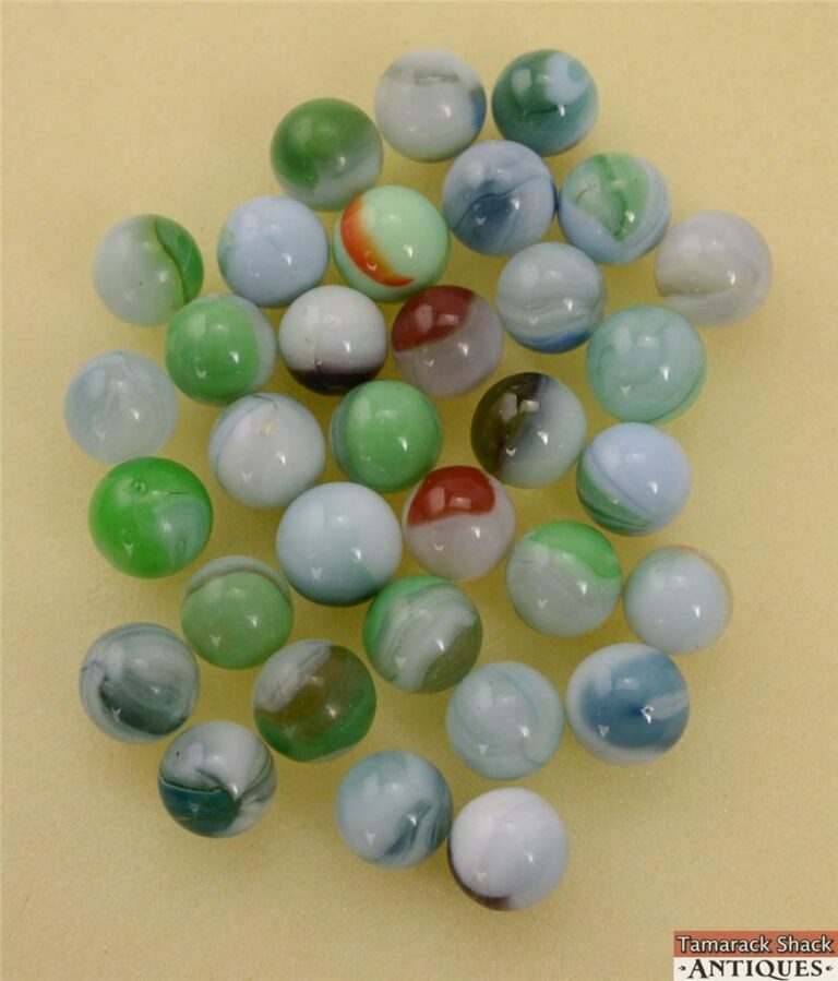 Lot of 30+ Translucent & Opaque MM Marbles w/ Brushed Patches Nice ...