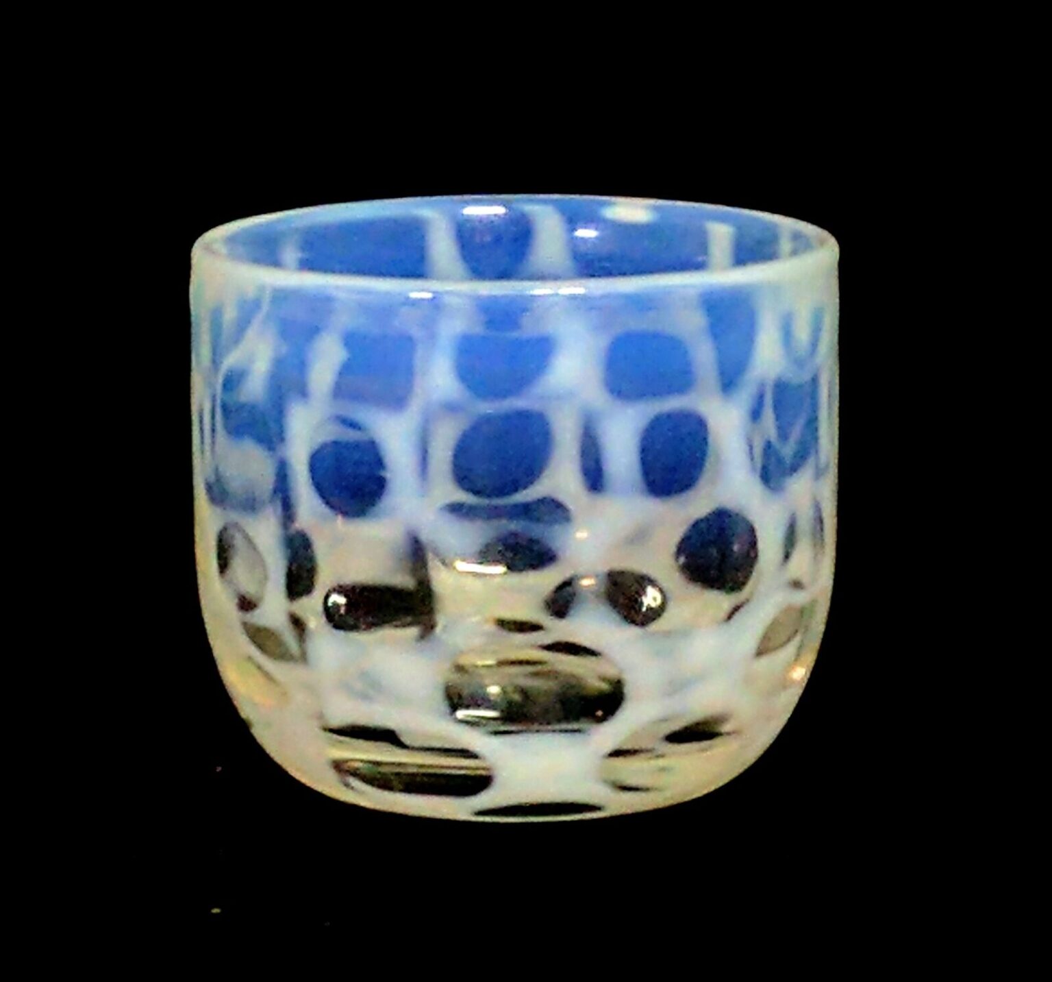 Vintage Hand Blown Control Mottled White Art Glass Opalescence Ground ...