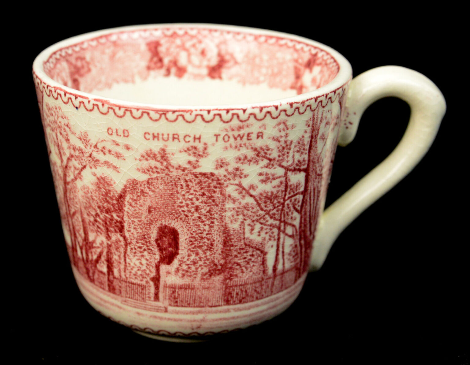 Vtg. Red Transferware Adams Pottery England Historical Cup & Saucer L2A ...