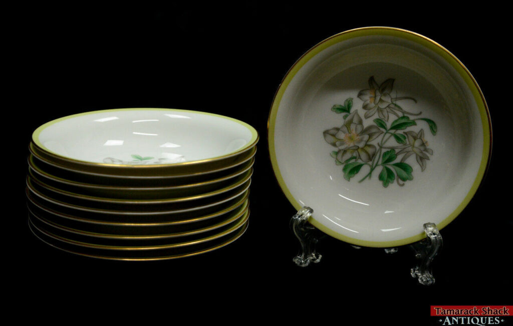 74 pc Noritake Morimura Brothers China Set N161 Gray Columbine Flowers ...