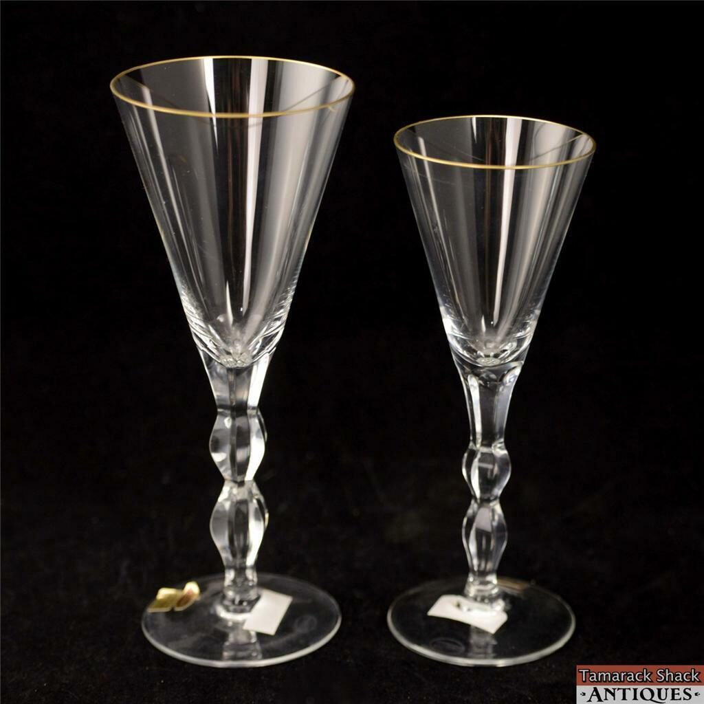 Lot of 2 Moser Hand Made Czech Republic Lead Free Different Size Flutes ...