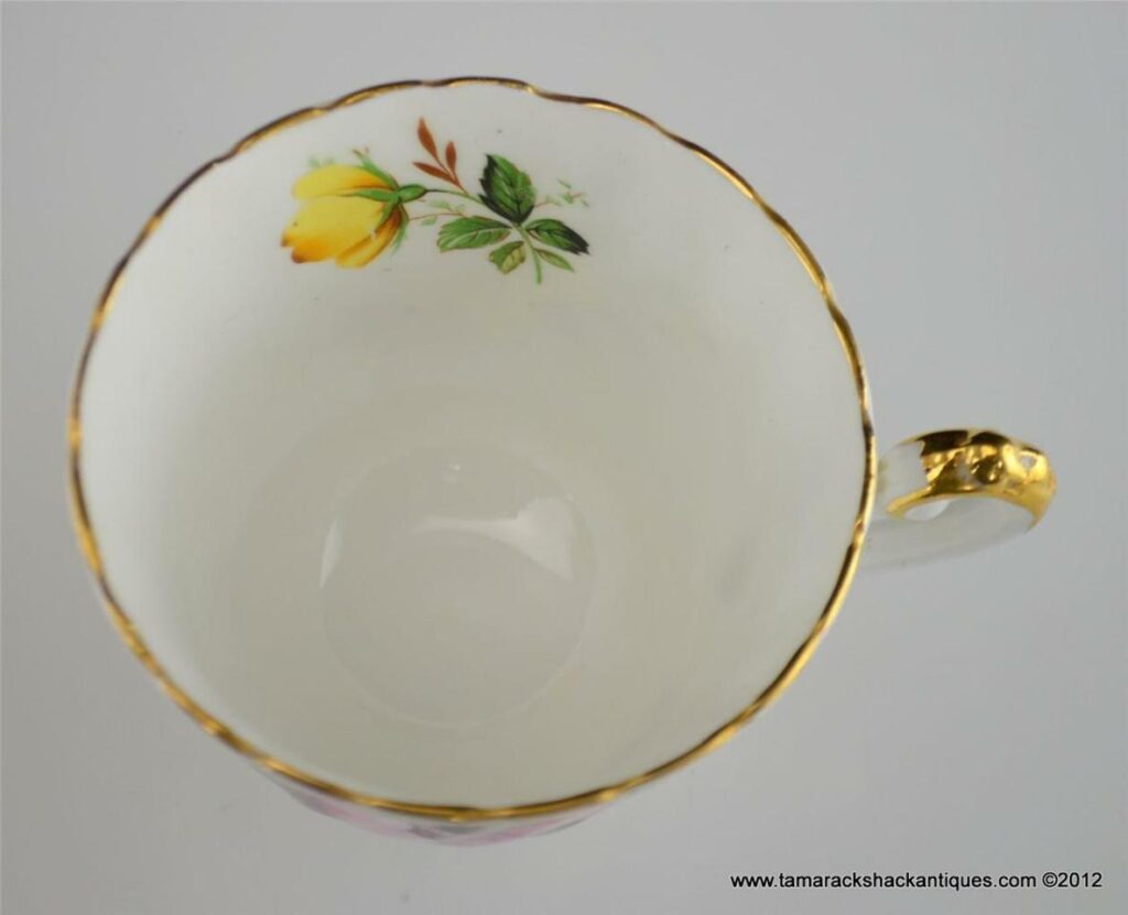 Sutherland Bone China Footed Cup & Saucer Set Pink Yellow Flower Gilded ...