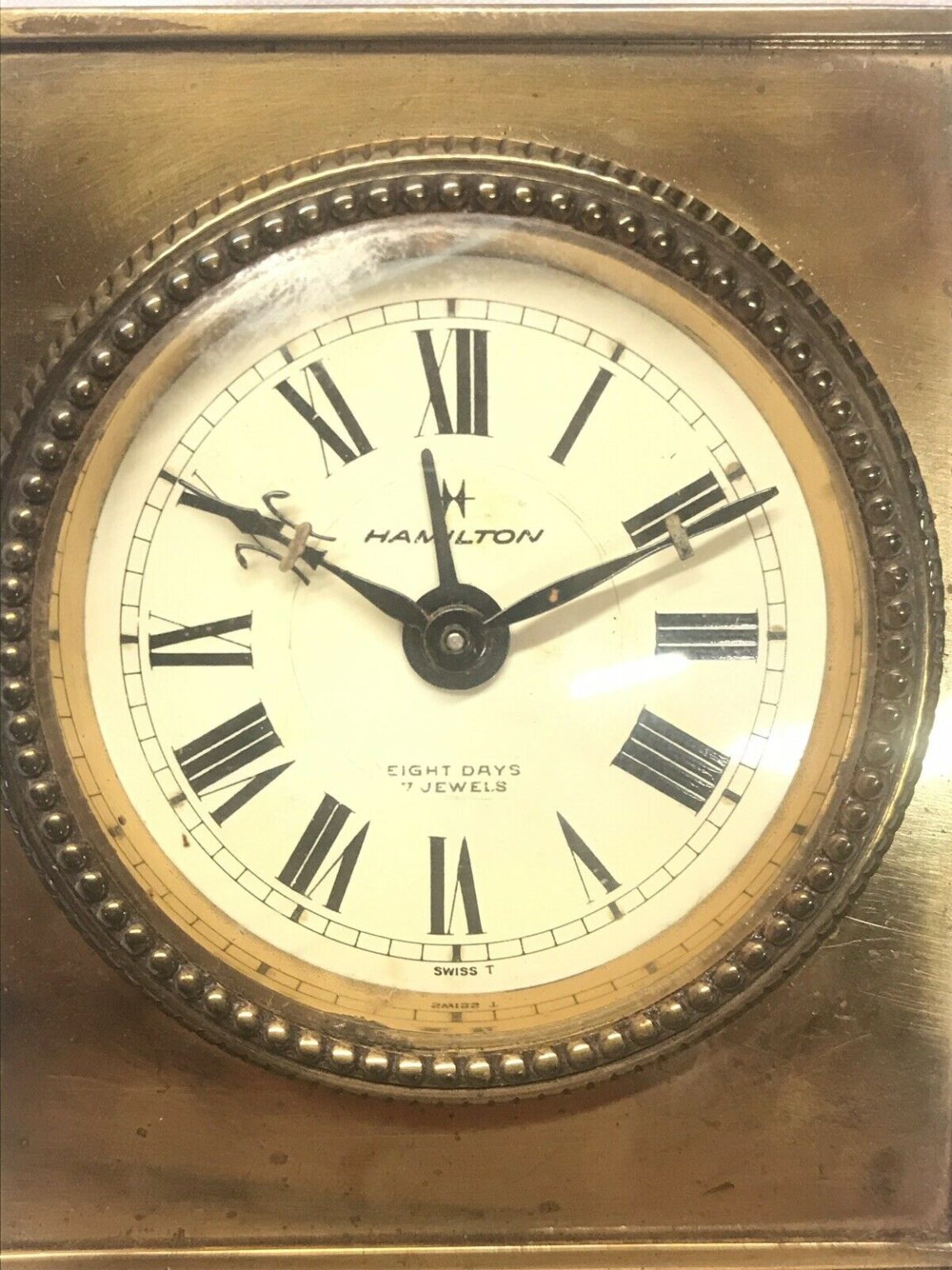 Hamilton 8-Day 7 Jewel Brass Alarm Function Desk Clock, Swiss Made ...