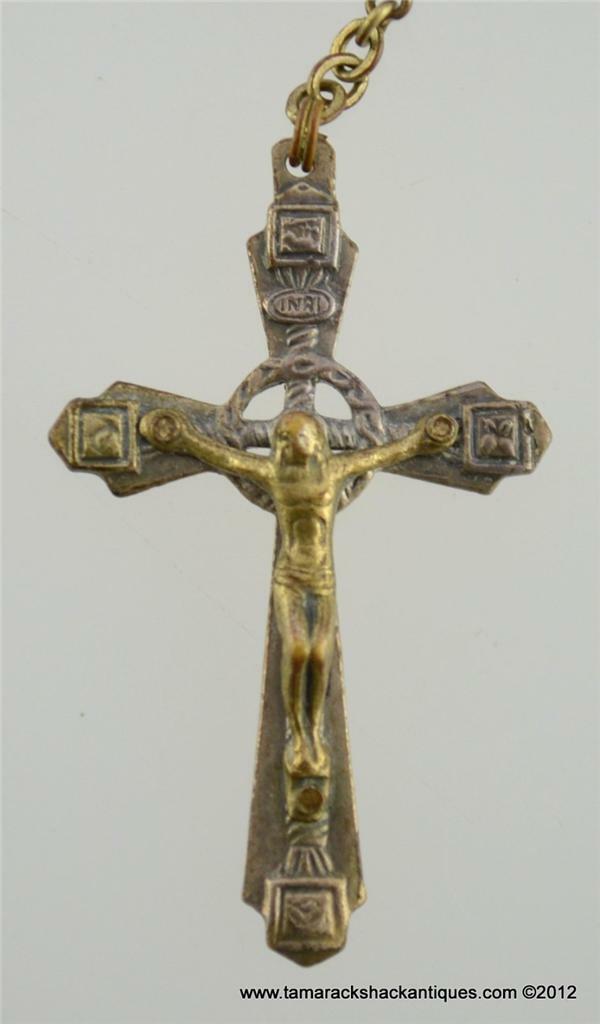 Italian Rosary INRI Crucifix Pendant Periwinkle Glass Beads Jesus ...