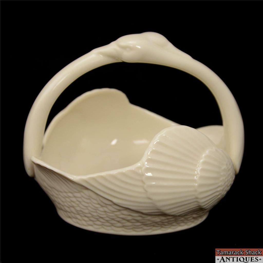 Lenox Small Cream Beige Double Swan Basket Long Necks Marked Base Made ...