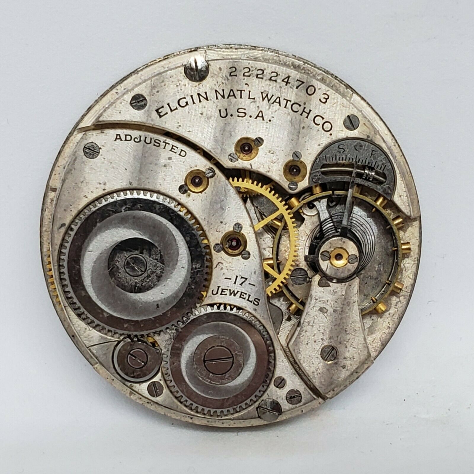1920 Elgin 12S Grade 384 OF Pocket Watch Movement | Parts or Repair ...