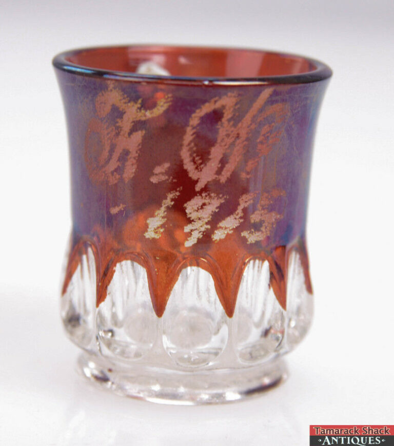 5pc Mixed Antique Early 1900s Ruby Stained Pattern Glass Souvenir Mugs ...