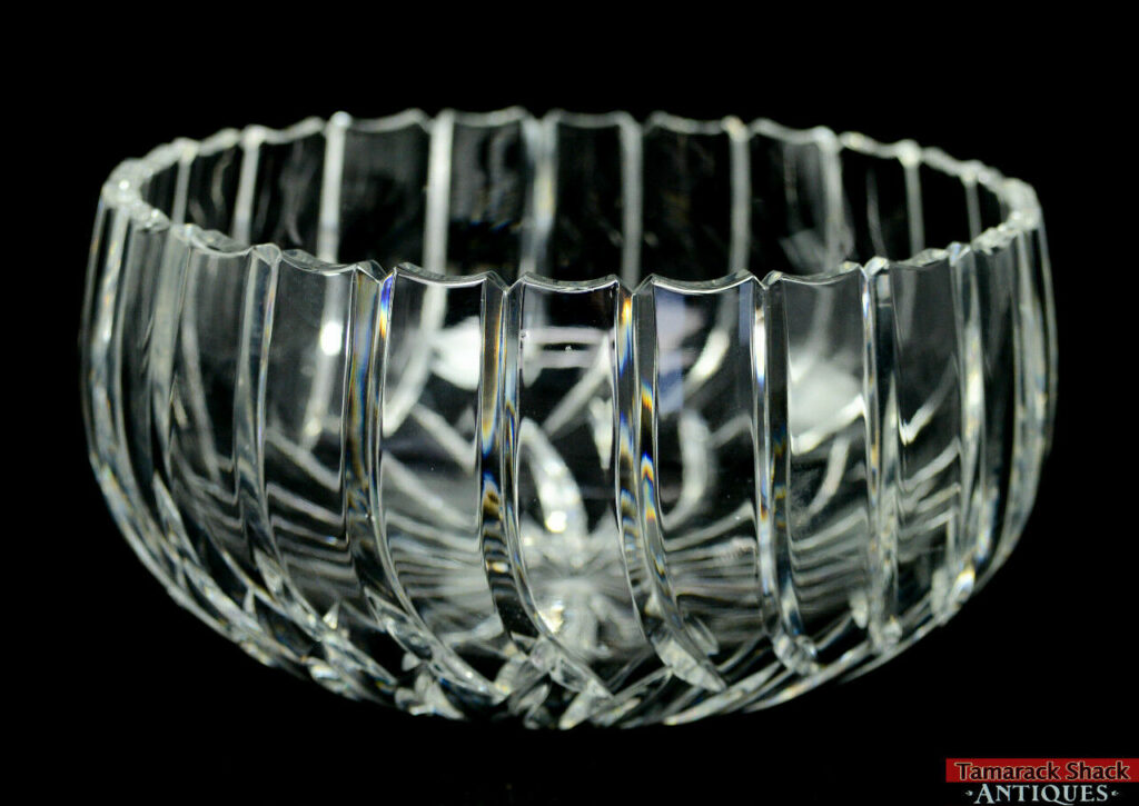 Sleek Fine Clear Lead Crystal Pinwheel Grooved 8” Deep Heavy Cut Glass ...