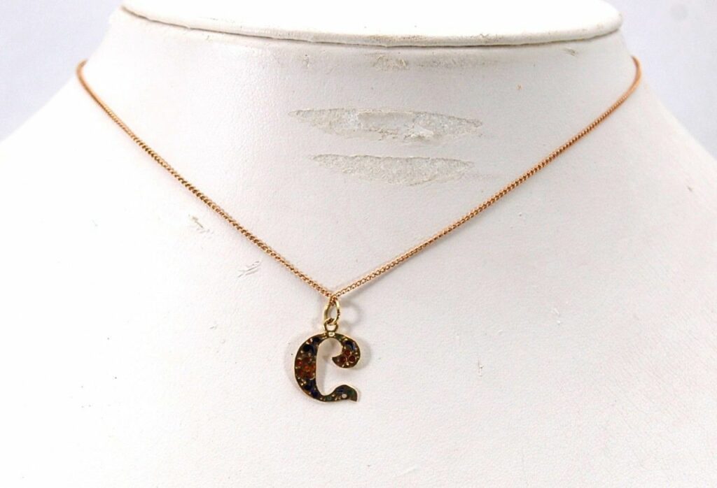 Vintage Enamaled Flower 14K Gold Jewish C Symbol Pendant 15 1/2" chain ...