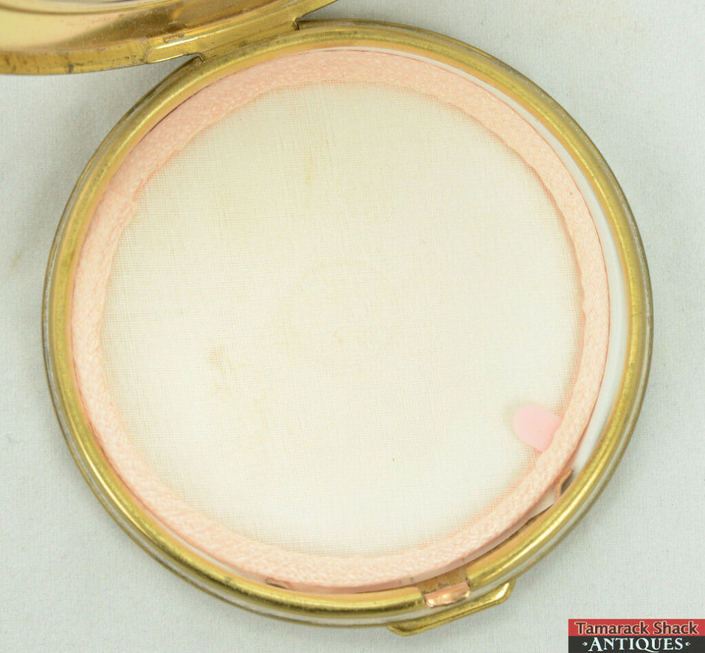 Vintage Round Circle Blue Enameled Shiny Gold Starburst Powder Compact ...