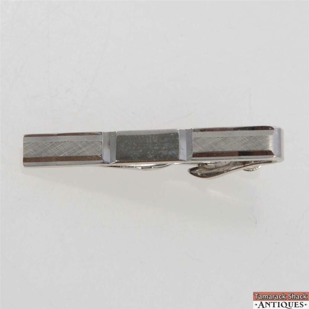 Vintage Signed Swank Silver Toned Tie Clip 1 5/8 Inch Long Etched ...