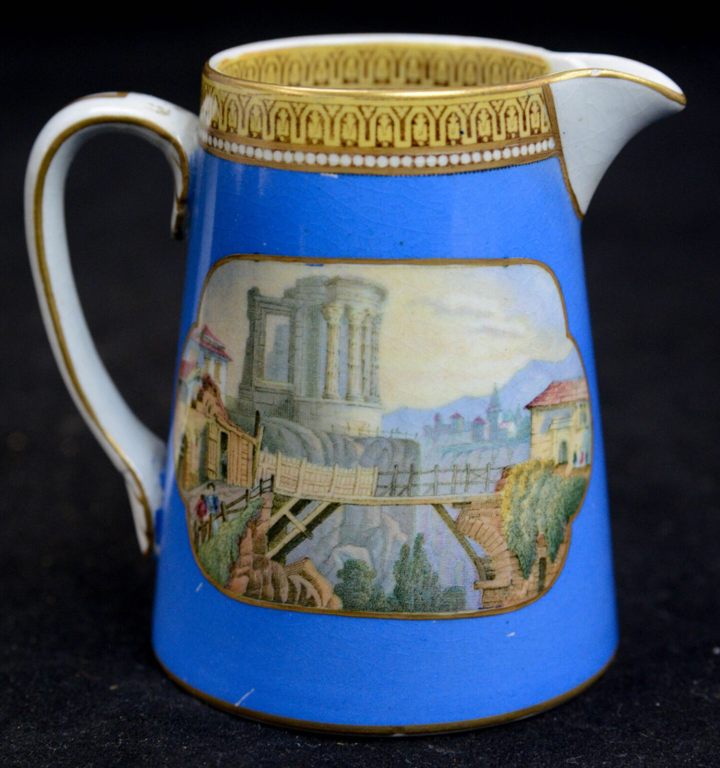 Antique F & R Pratt Fenton 123 Prattware Pottery Creamer Pitcher c ...