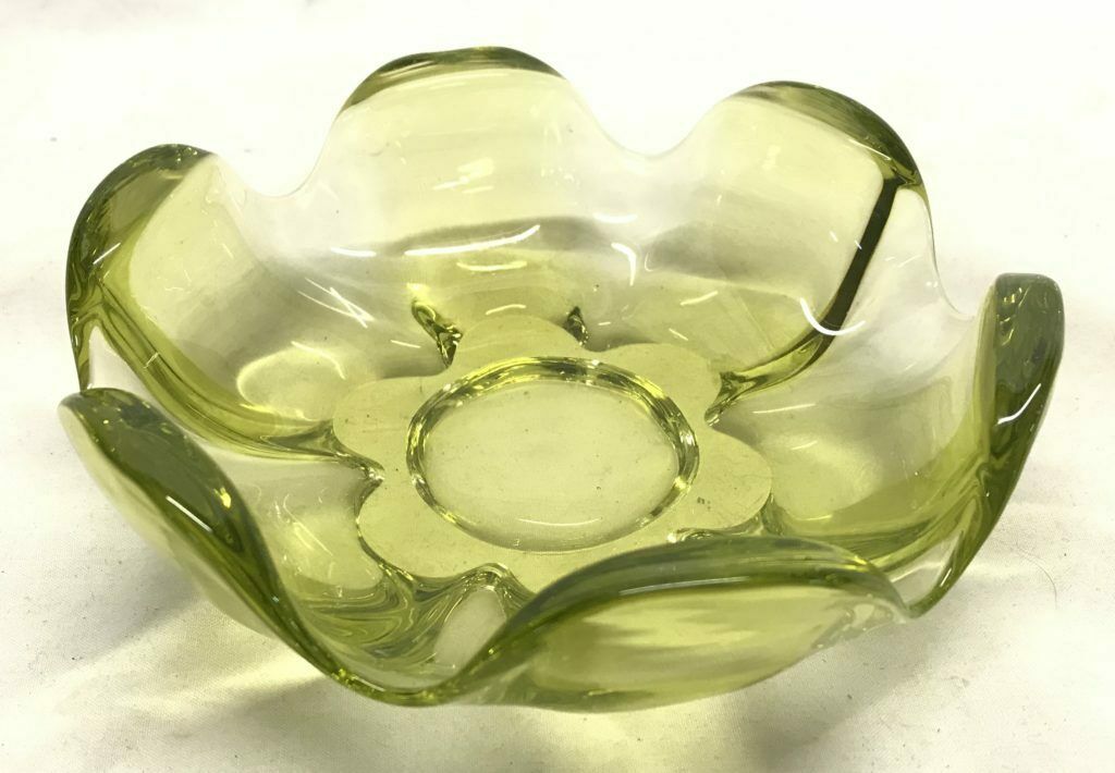 Rare Duncan & Miller Canterbury 1930s Chartreuse Glass Nut Flower Dish ...