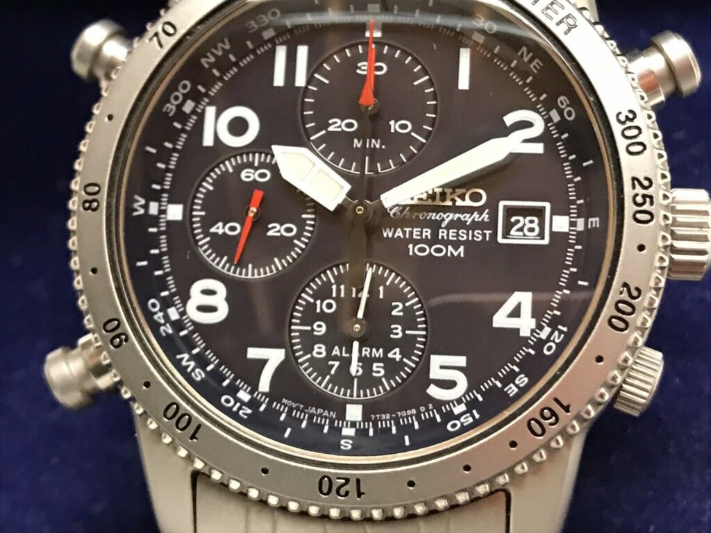 SEIKO Chronograph Watch in Box | Uncommon Model 7T32-7E50 | Blue Dial ...