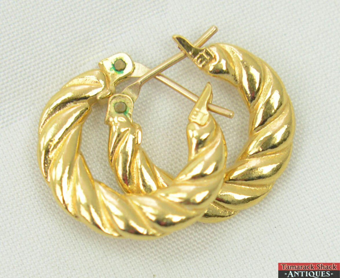 VTG Signed Monet Pair of Gold Toned Rope Hoops Pierced Post Fashion ...